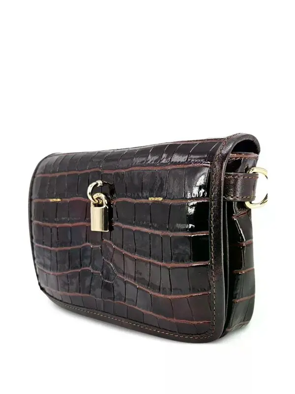 MADISON MAISON Croc-effect Crossbody Bag With Padlock - Brown