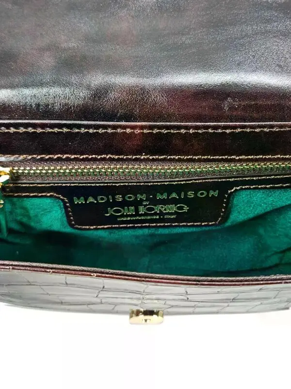 MADISON MAISON Croc-effect Crossbody Bag With Padlock - Brown