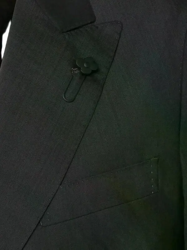LARDINI Double-breasted Wool Suit - Black