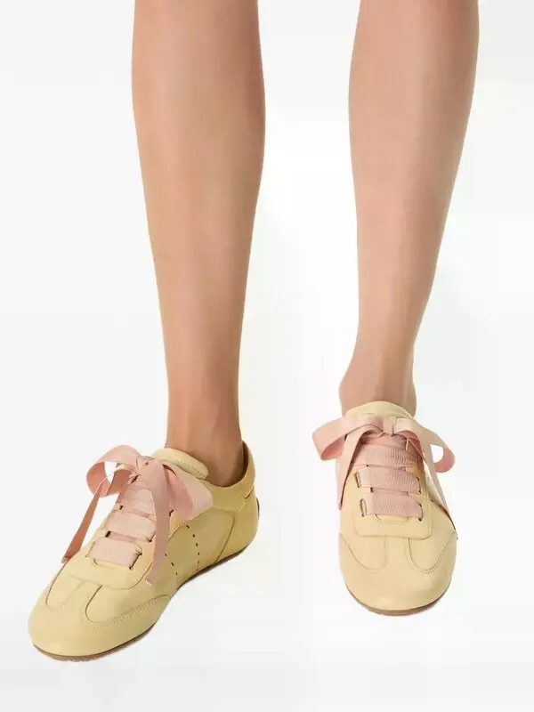 ODISSI Cass Grosgrain-lace Sneakers - Neutrals