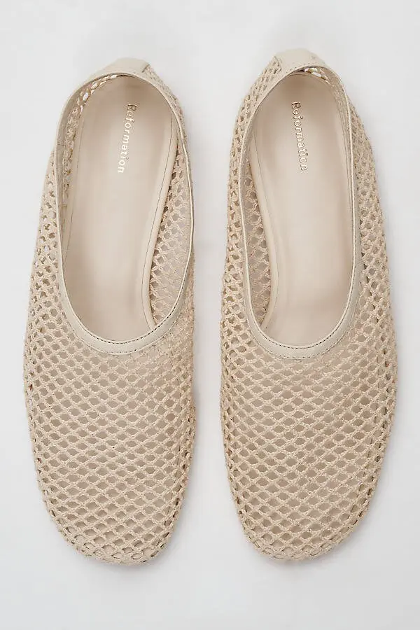 REFORMATION Britt Netted Ballet Flats - Ivory Crochet