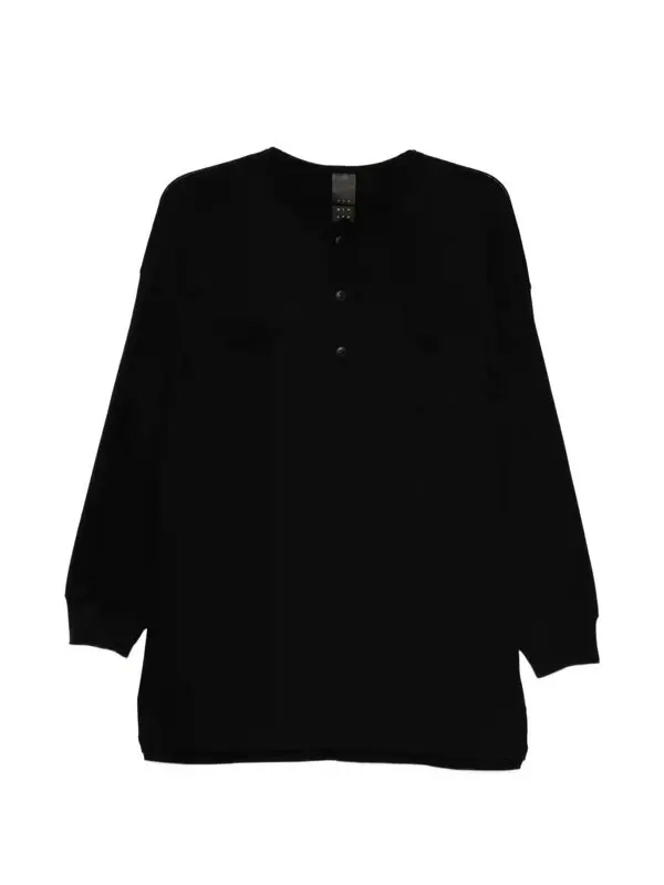 THE VIRIDI-ANNE Henley-neck T-shirt - Black
