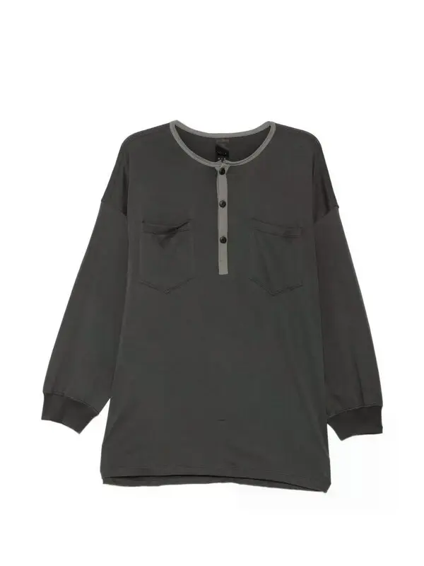 THE VIRIDI-ANNE Henley-neck T-shirt - Grey