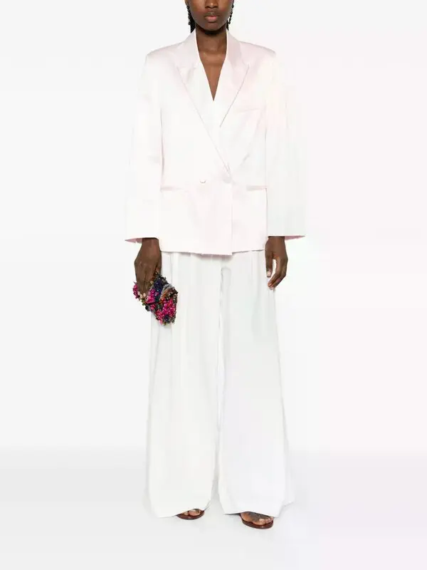 FORTE_FORTE Double-breasted Satin-finish Jacket - Pink