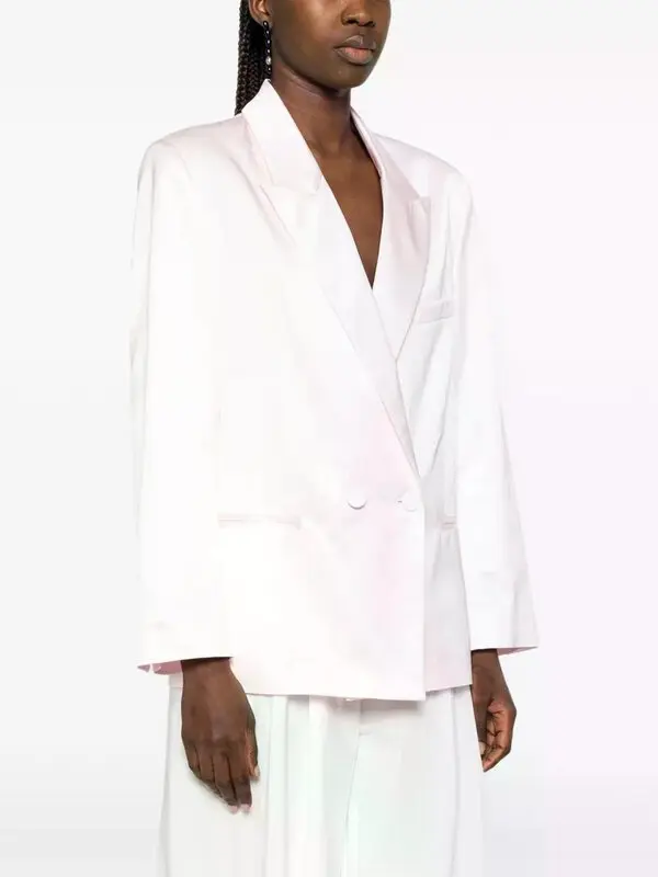 FORTE_FORTE Double-breasted Satin-finish Jacket - Pink