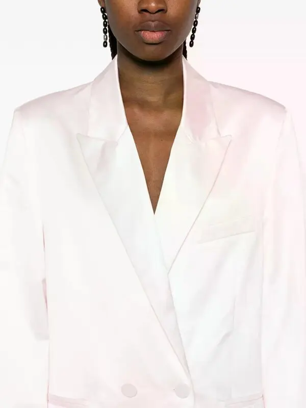 FORTE_FORTE Double-breasted Satin-finish Jacket - Pink