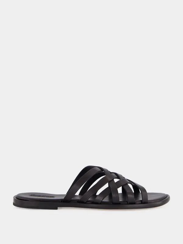 Dragon Diffusion Woven Leather Flat Sandals
