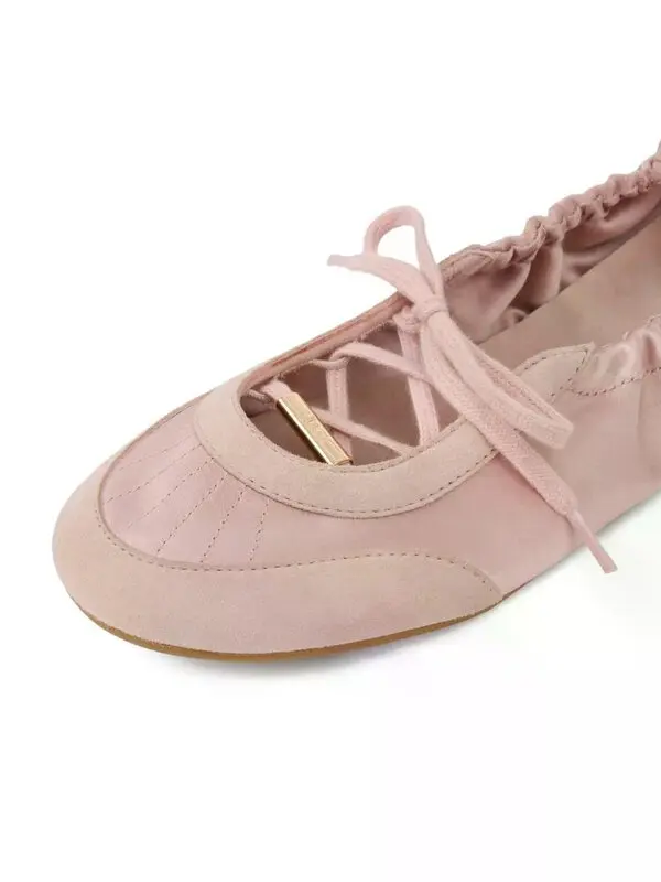 Chloé Lace-up Ballet Flats - Pink