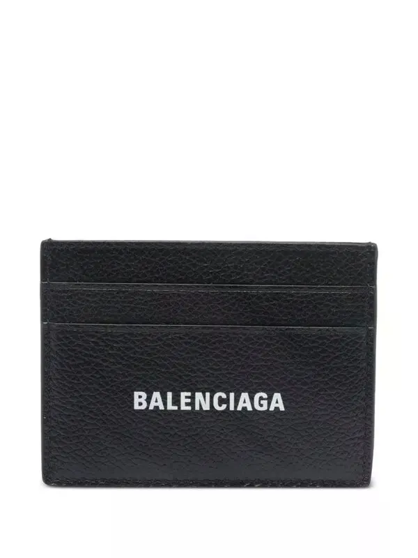 Balenciaga Logo Leather Cardholder - Black