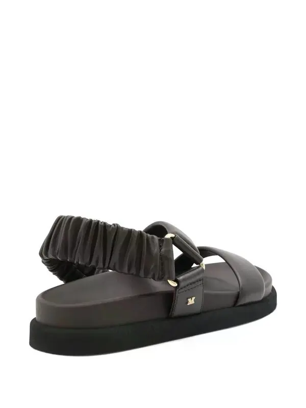 Max Mara Ruched Slingback Leather Sandals - Brown