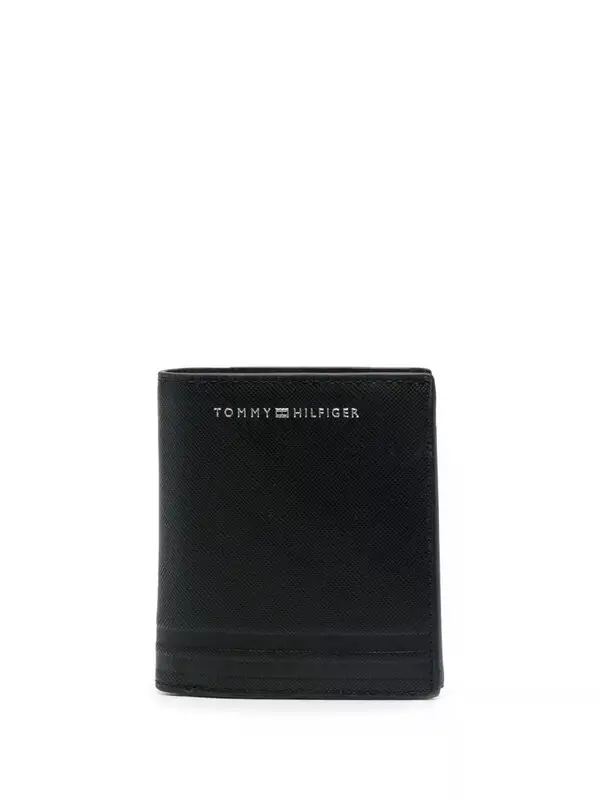 Tommy Hilfiger Logo-print Bi-fold Leather Wallet - Black