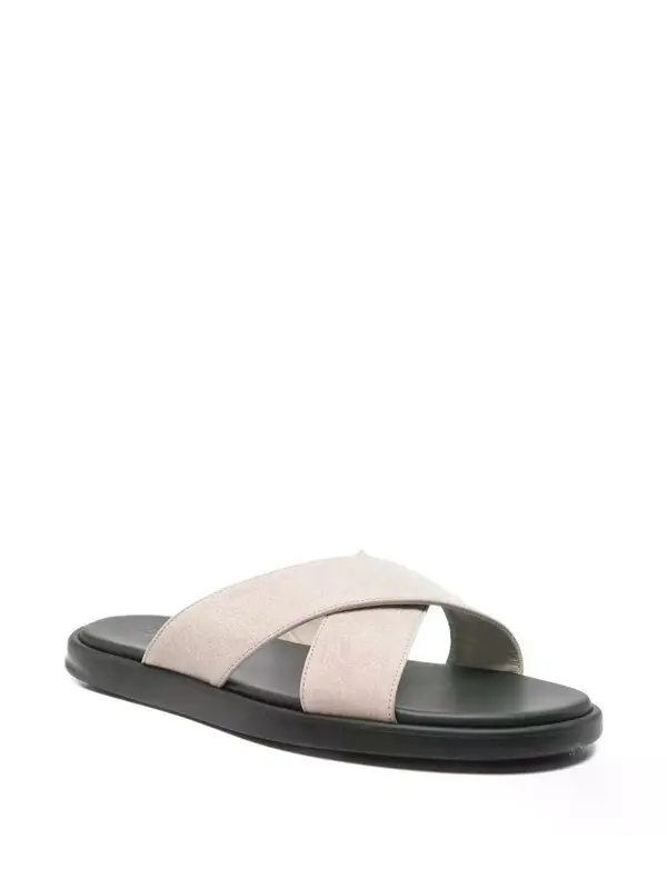 DOUCAL'S Pebbled Crossover Sandals - Neutrals