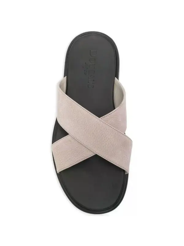 DOUCAL'S Pebbled Crossover Sandals - Neutrals