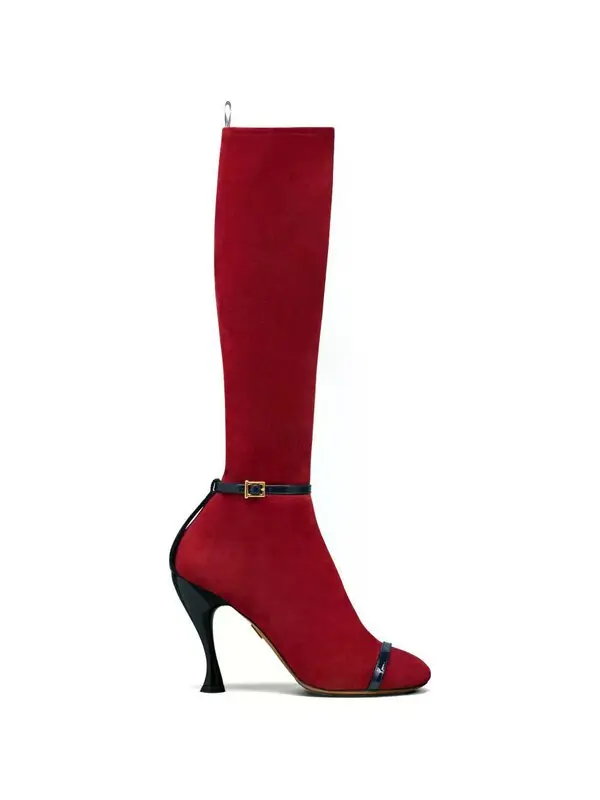 Thom Browne Soft Suede Trompe L’œil 4-bar Sandal Boots 105mm - Red