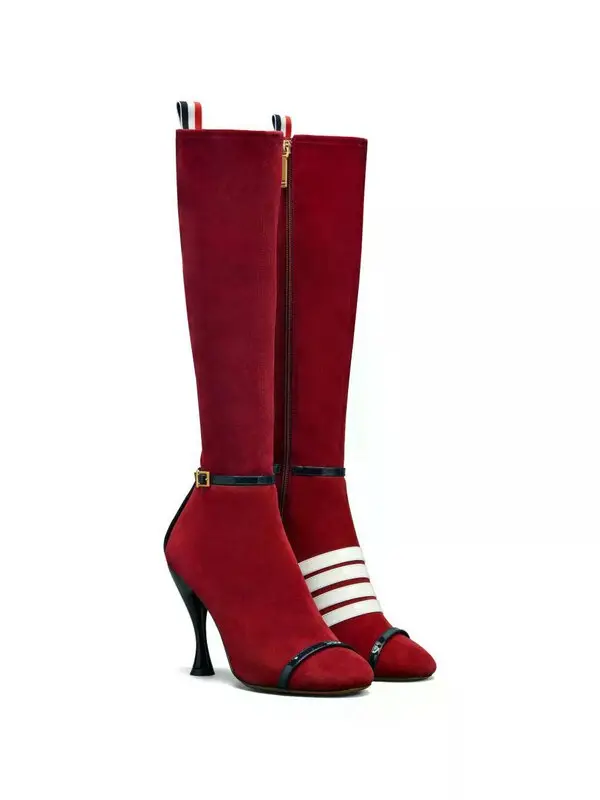 Thom Browne Soft Suede Trompe L’œil 4-bar Sandal Boots 105mm - Red