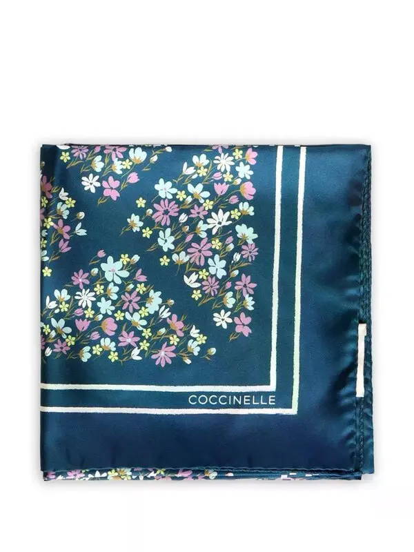 COCCINELLE Sakura Flowers Silk Scarf - Blue