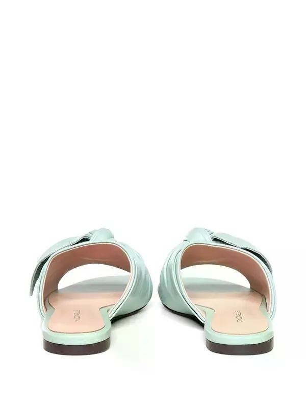 COCCINELLE Bow-detail Leather Flat Sandals - Green