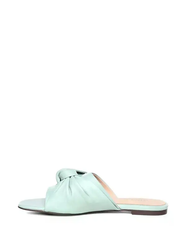 COCCINELLE Bow-detail Leather Flat Sandals - Green