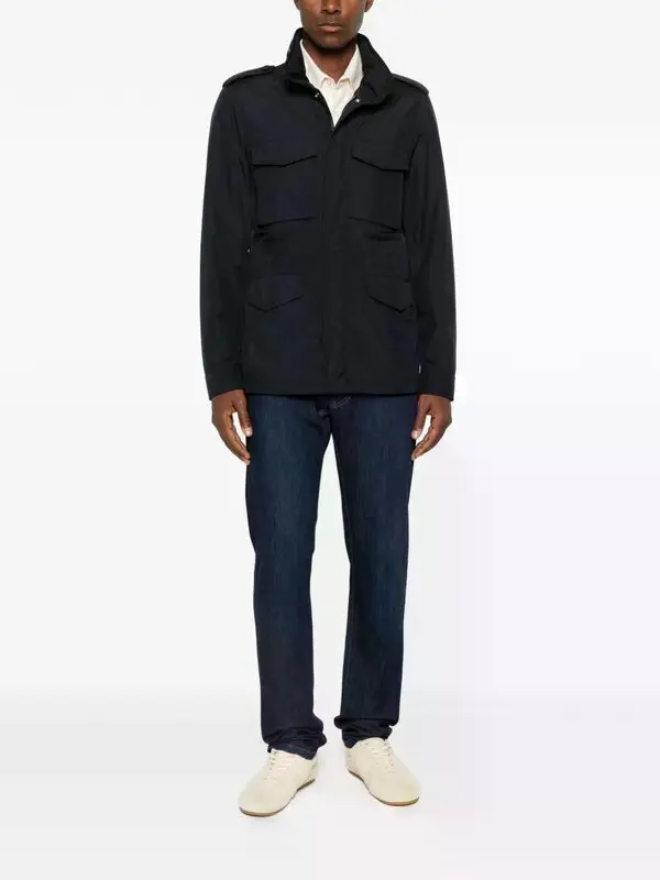 MOORER Denver Shoulder-epaulette Jacket - Blue