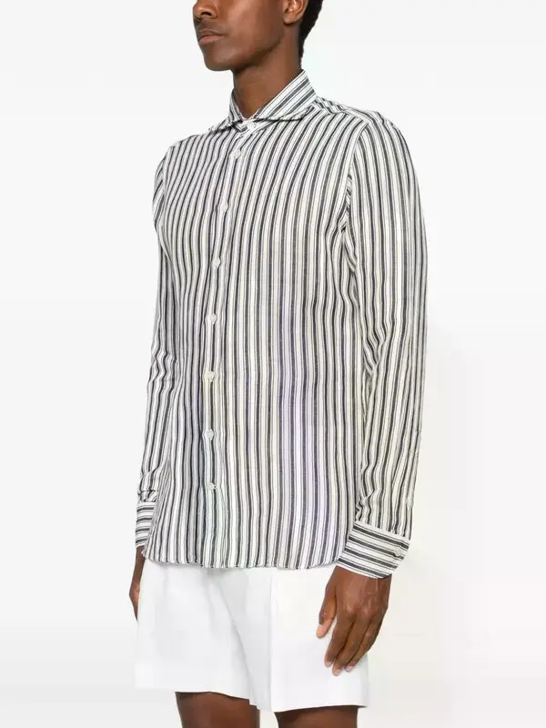 BORRIELLO NAPOLI Striped Long-sleeves Shirt - White