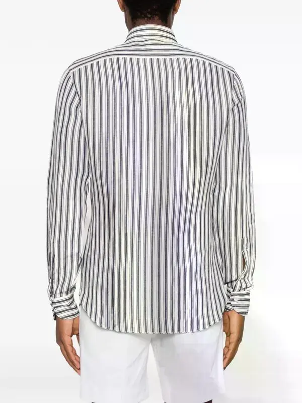 BORRIELLO NAPOLI Striped Long-sleeves Shirt - White