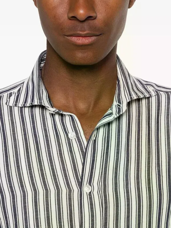 BORRIELLO NAPOLI Striped Long-sleeves Shirt - White