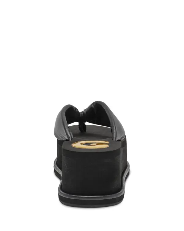 Cult Gaia Leather Platform Thong Sandals - Black
