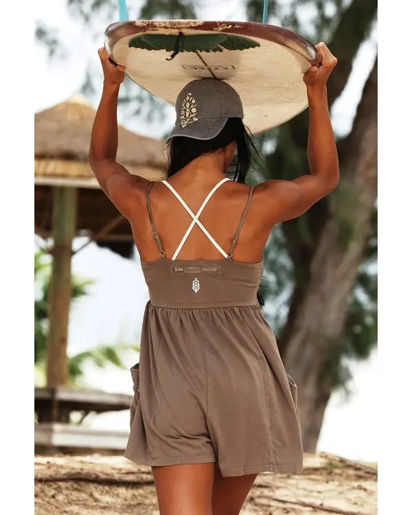 Free People Strappy Pocket Romper - Pewter