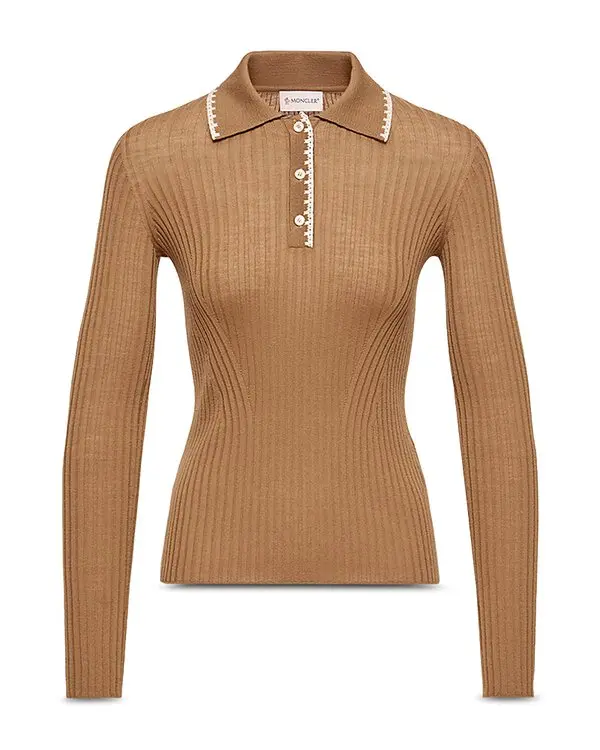 Moncler Wool Polo Sweater - Light Beige