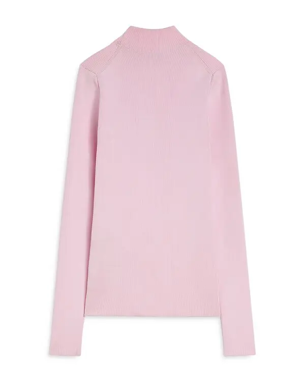 JIL SANDER Long Sleeve Ribbed Mock Neck Sweater - Candy Pink