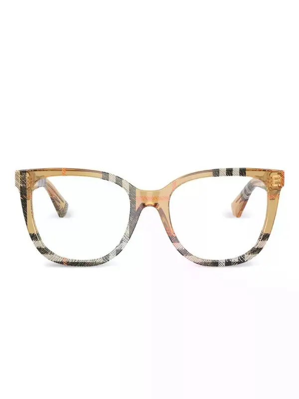 Burberry Checked Square-frame Eyeglasses - Brown