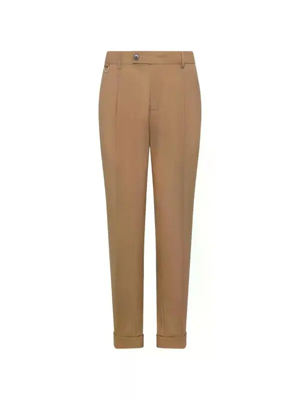 LOW BRAND Pressed-crease Turn-up Trousers
