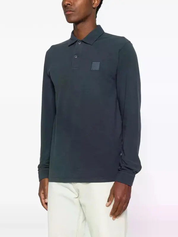 Stone Island Logo-patch Long-sleeve Polo Shirt - Blue