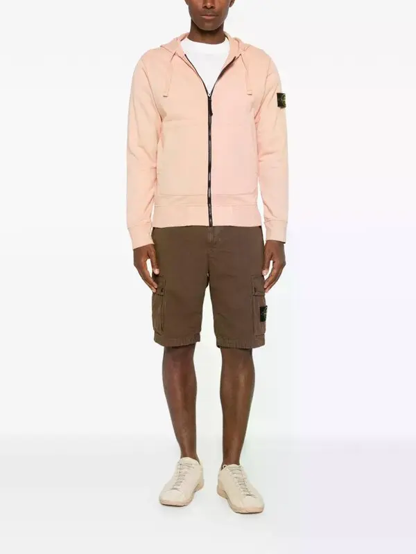 Stone Island Cargo Shorts With Compass Motif - Brown