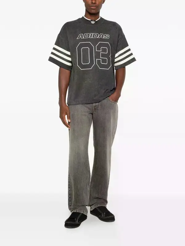 Adidas Ribbed Logo-print T-shirt