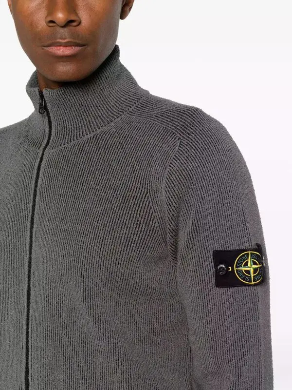 Stone Island Logo-patch Crew-neck Cardigan
