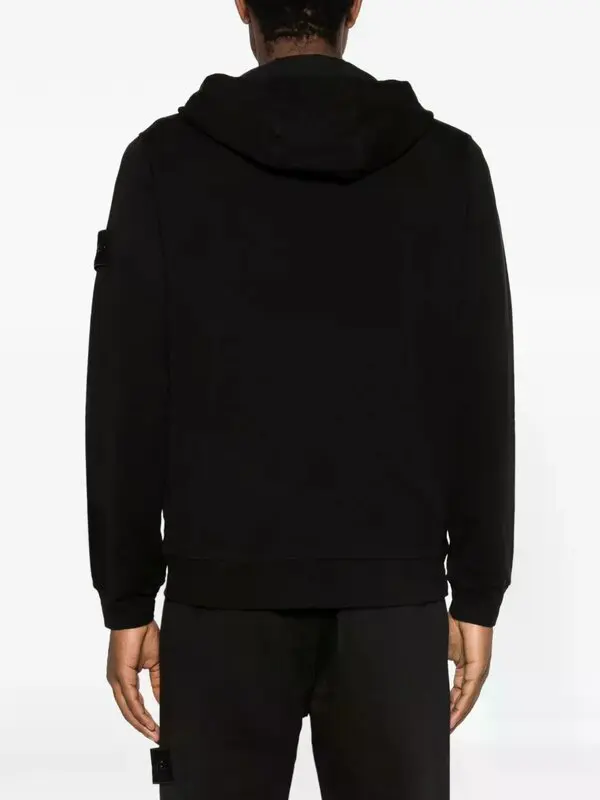 Stone Island Logo-patch Hoodie - Black