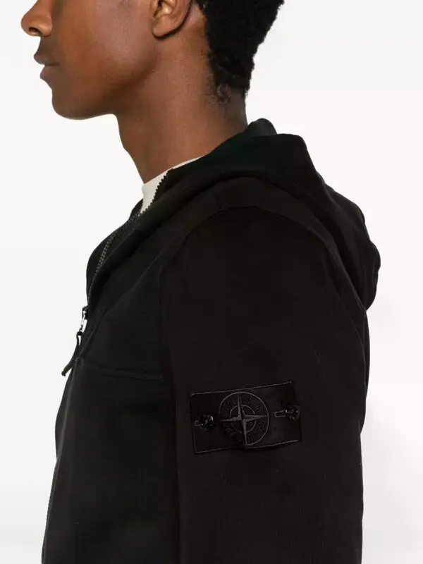 Stone Island Logo-patch Hoodie - Black