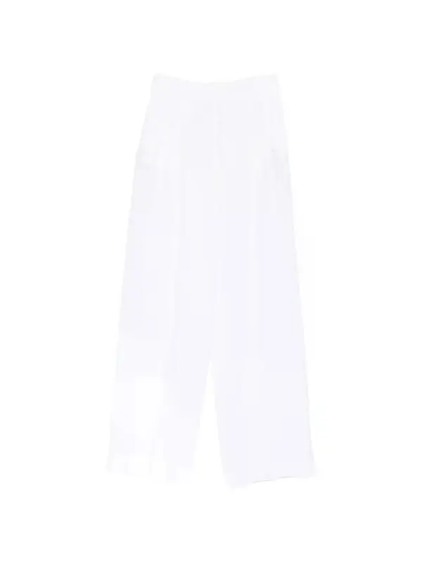 120% Lino Wide-leg Linen Trousers - White