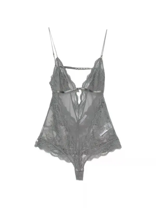 Patrizia Pepe Lace-paneled Sheer Body - Grey