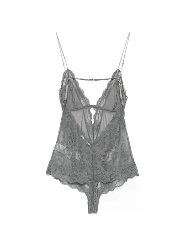 Patrizia Pepe Lace-paneled Sheer Body - Grey