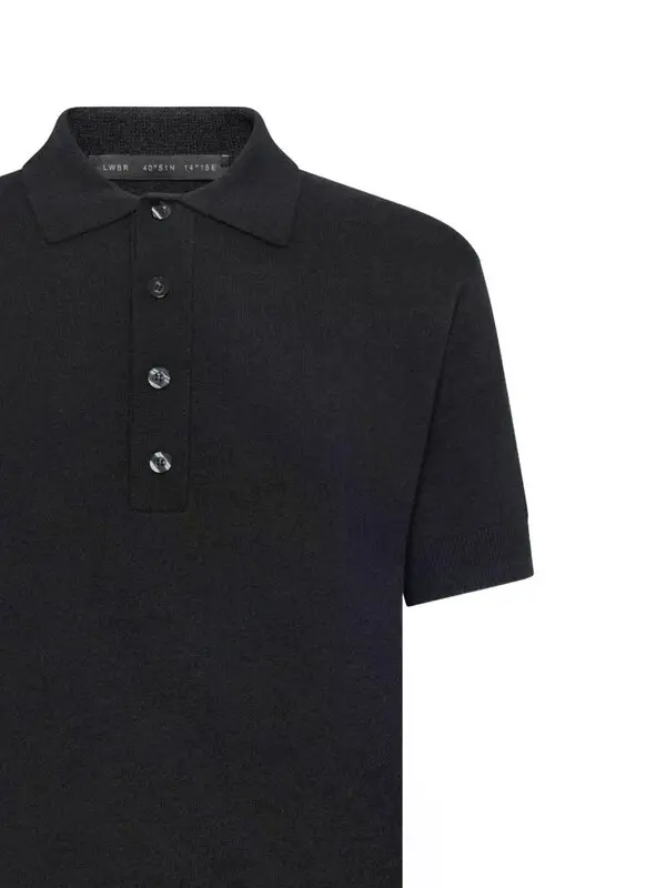 LOW BRAND Ribbed-trim Knitted Polo Shirt - Black