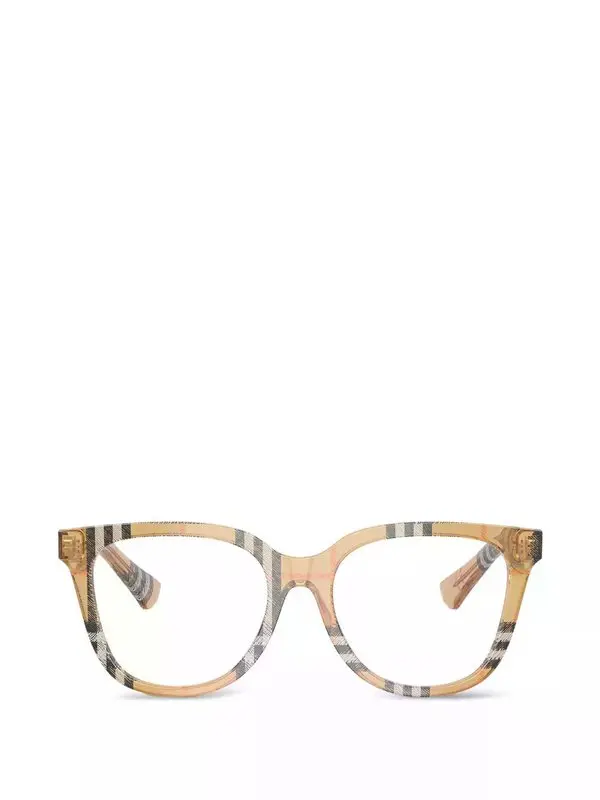 Burberry Check-pattern Square-frame Eyeglasses - Neutrals
