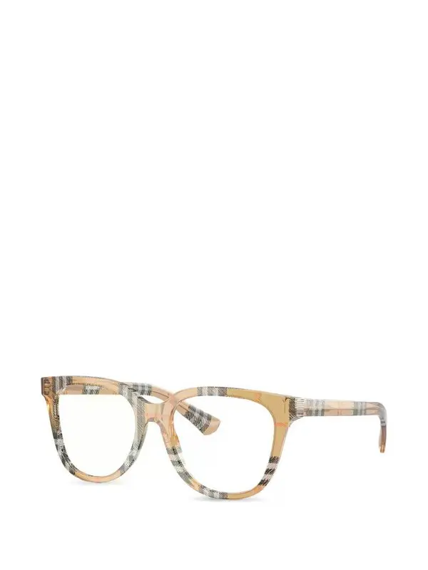Burberry Check-pattern Square-frame Eyeglasses - Neutrals