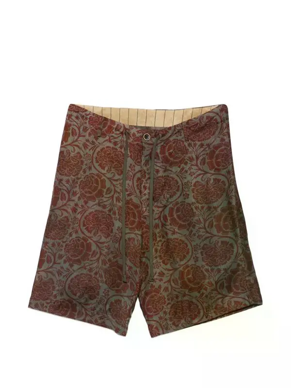 UMA WANG Floral-print Drawstring Shorts - Red
