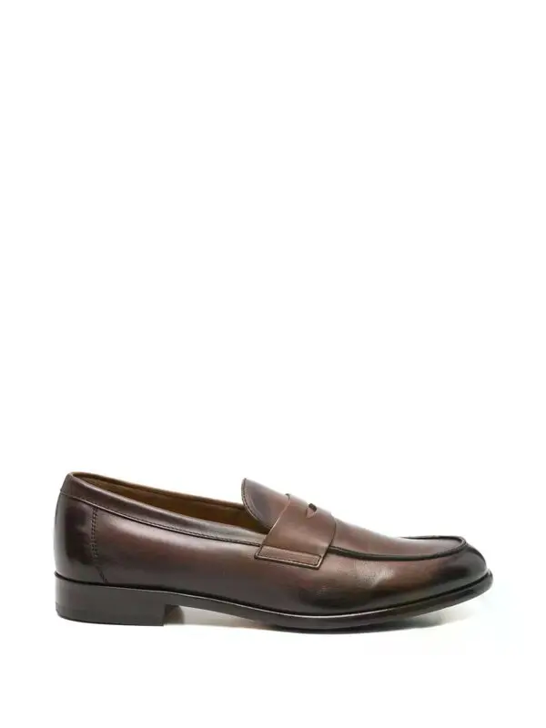 DOUCAL'S Polished Leather Loafers - Brown
