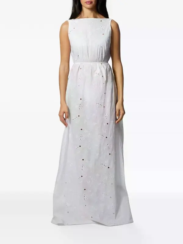 Kiki De Montparnasse Simone Cotton Eyelet Long Dress - White