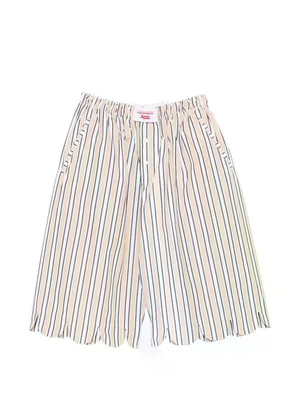 CHARLES JEFFREY Striped Scalloped Shorts - Neutrals