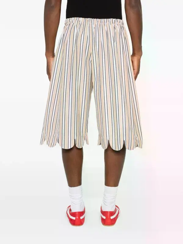 CHARLES JEFFREY Striped Scalloped Shorts