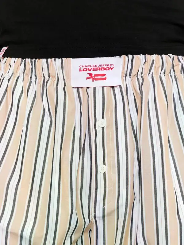 CHARLES JEFFREY Striped Scalloped Shorts